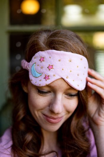 Tickled Pink Embroidery Eye Mask - We Like Sewing