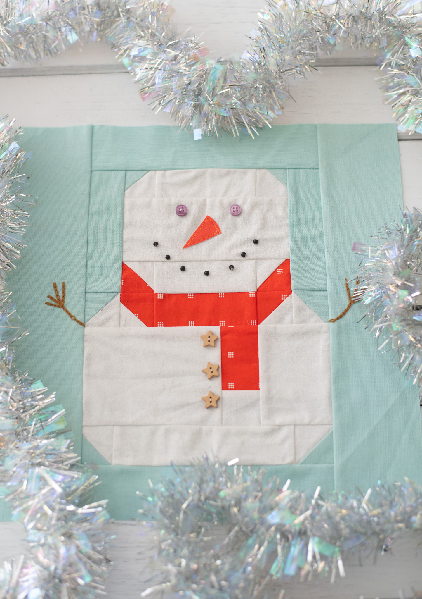 Cheerful Snowman Quilt Block Pattern - We Like Sewing